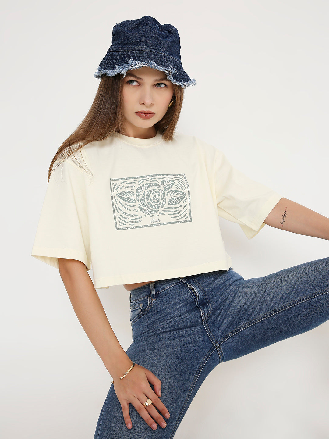 OVERSIZE PRINTED CROP TOP